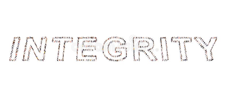 Large Community of People Forming the the Word INTEGRITY . 3d ...