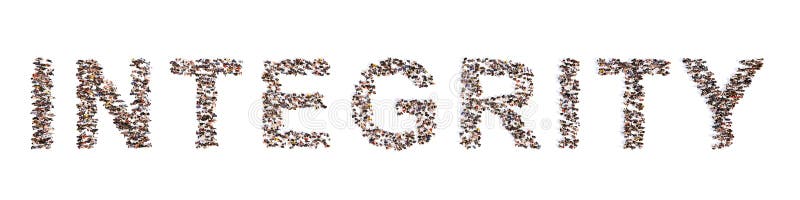 Large Community of People Forming the the Word INTEGRITY . 3d ...
