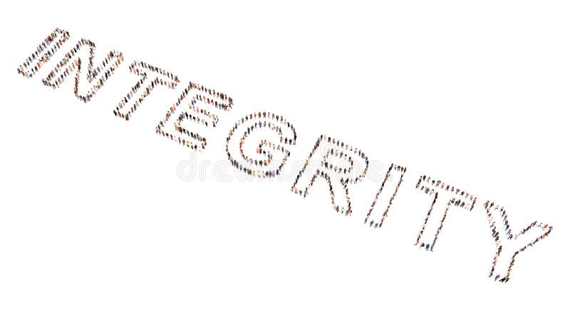 Large Community of People Forming the the Word INTEGRITY . 3d ...