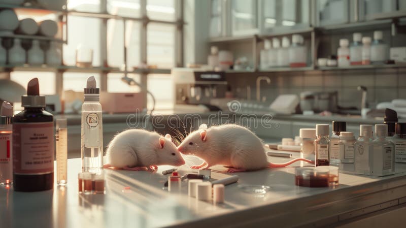 The Concept of Conducting Experiments on Animals. Two White Mice are ...