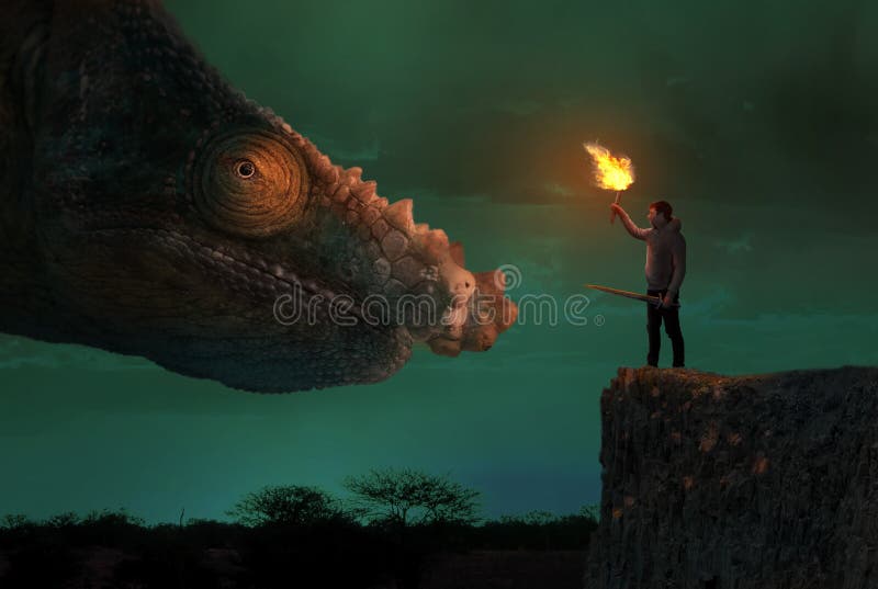 Facing the Dragon stock illustration. Illustration of close - 98099096
