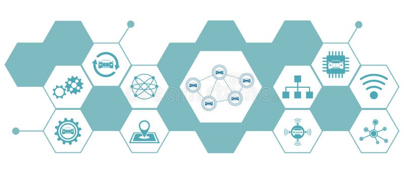 Concept of connected cars stock illustration. Illustration of icon ...