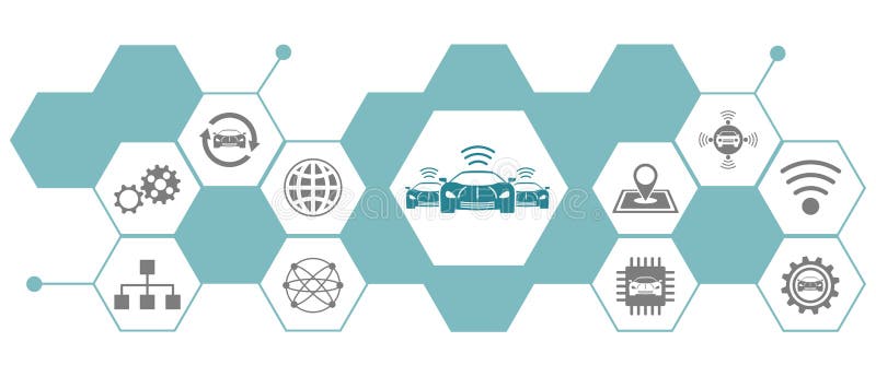 Concept of connected cars stock illustration. Illustration of icon ...