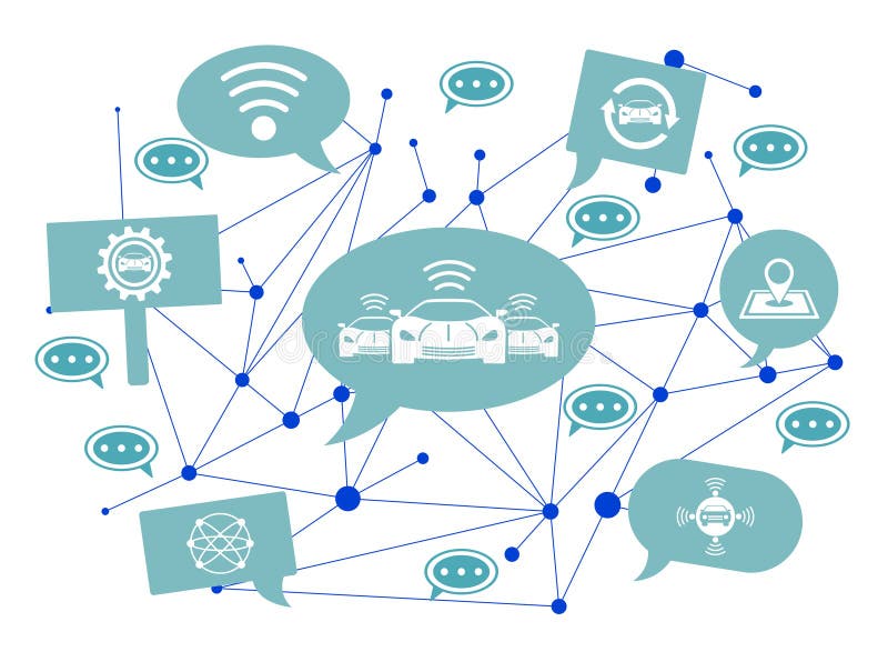 Concept of connected cars stock illustration. Illustration of autopilot ...