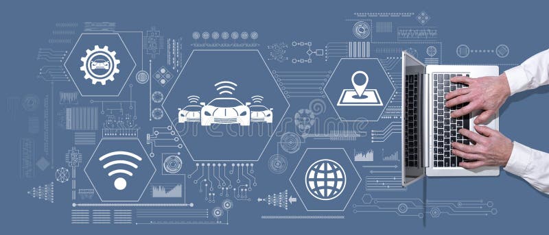 Concept of connected cars stock image. Image of connected - 231819235