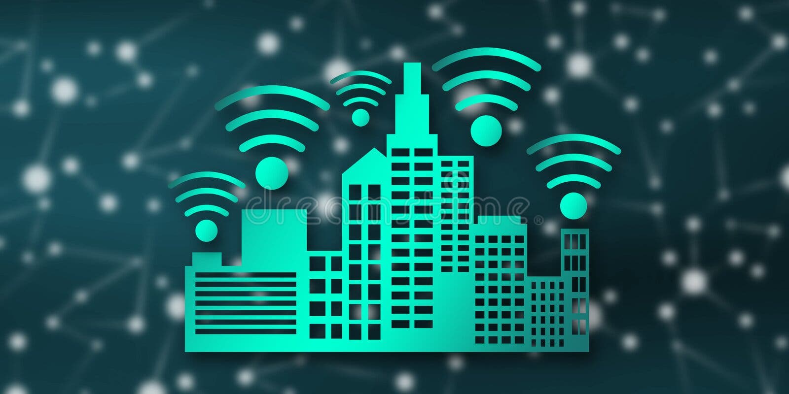 Connected City Skyline Concept Vector Stock Vector - Illustration of ...