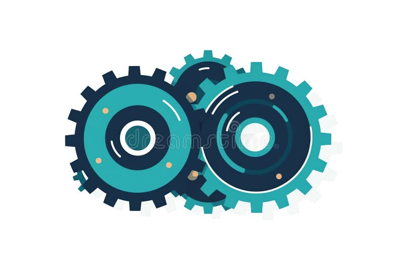 Connected Working Gears Icon Cog Wheels Flat Style Illustration ...