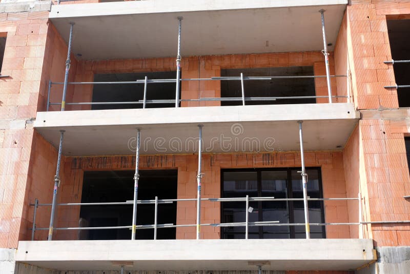Facade of a Building Under Construction with Steel Props Stock Photo ...