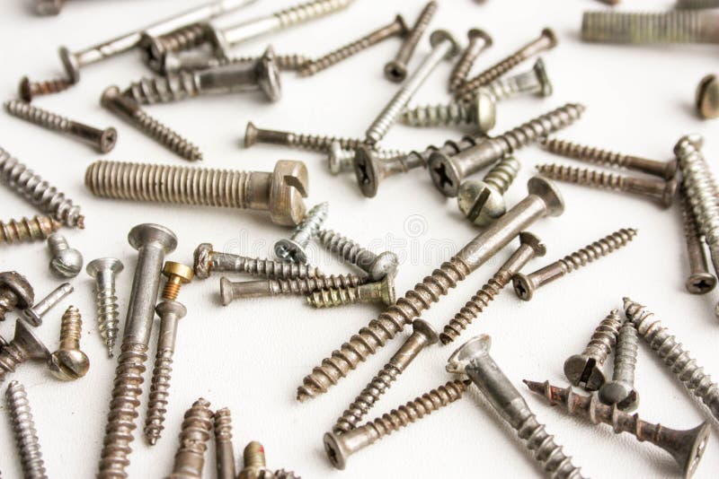 Concept of Construction. Iron Screws Stock Image - Image of black ...
