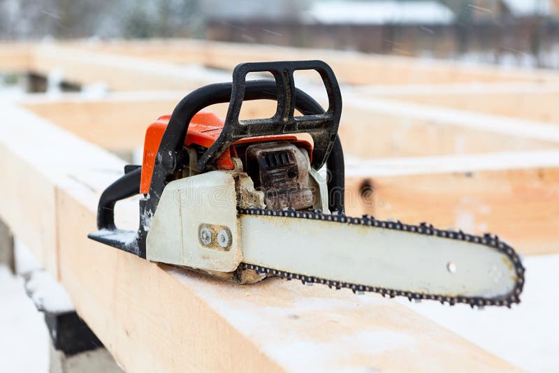 Concept of Construction of a Wooden Houses from Solid Logs, Close-up ...
