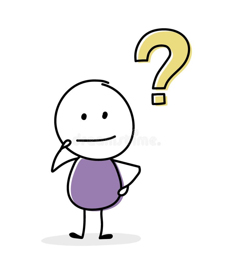 Concept of Contemplating Stickman with Question Mark Icon. Vector Stock ...