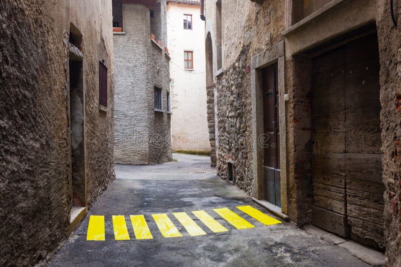 Concept of Contextualization, Zebra Crossing in a Small Alley Editorial ...