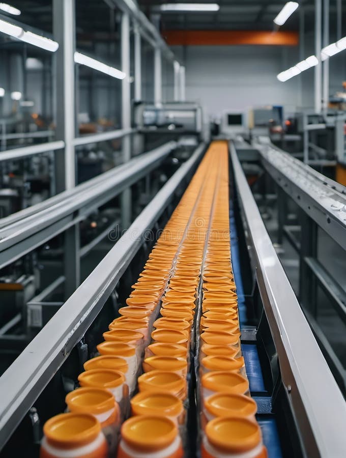 Conveyor Assembly Line with Garbage Bottles and Packaging, Industry ...