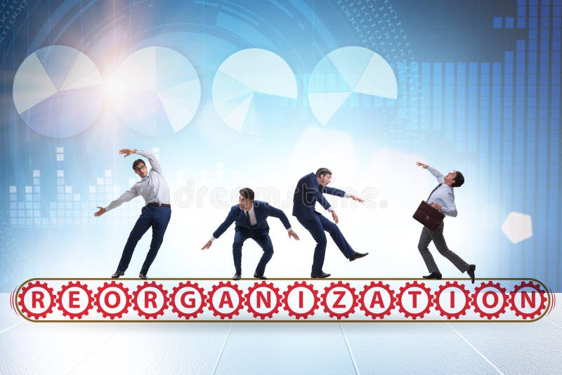 Concept of Conveyor Belt with Reorganisation and Businessmen Stock ...