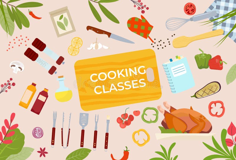 Concept Cooking Classes Banner Layout Set, Text Font Phrase Cuisine ...