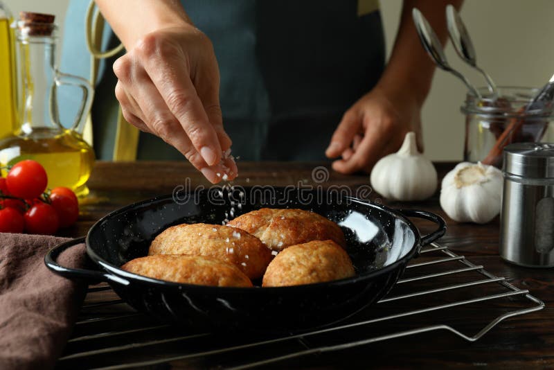 Concept of Cooking Tasty Cutlets, Close Up Stock Image - Image of salt ...