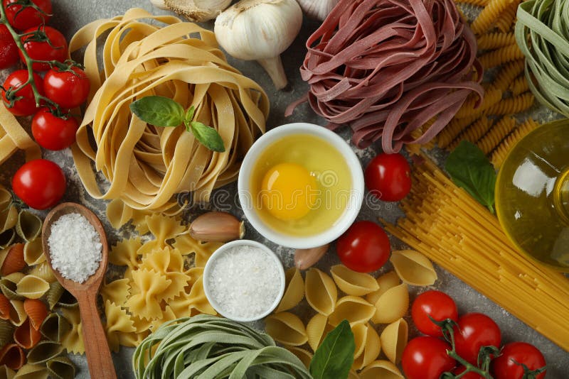 Concept of Cooking Tasty Pasta, Top View Stock Image - Image of ...