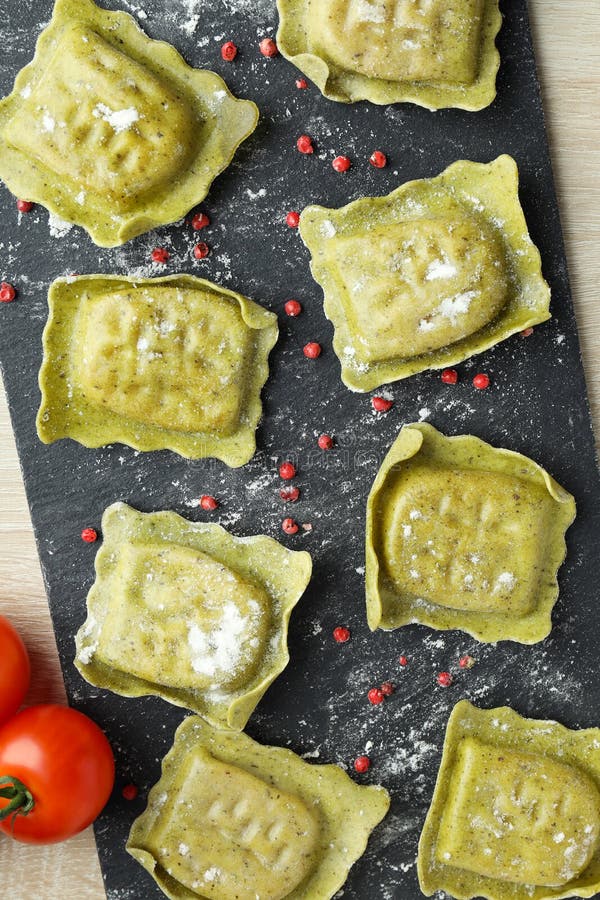 Concept of Cooking Tasty Ravioli, Top View Stock Photo - Image of view ...