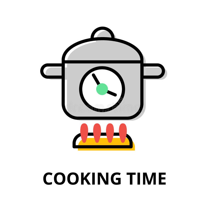 Concept of Cooking Time Icon, Flat Line Design Vector Illustration ...
