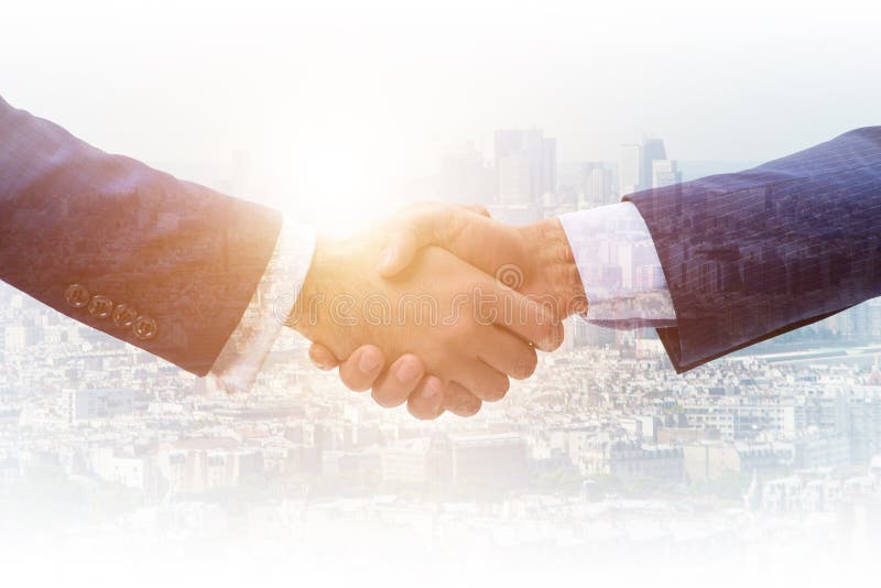 The Concept of Cooperation with Handshake Stock Image - Image of ...
