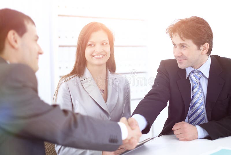 Handshake Business Partners in the Workplace Stock Photo - Image of ...