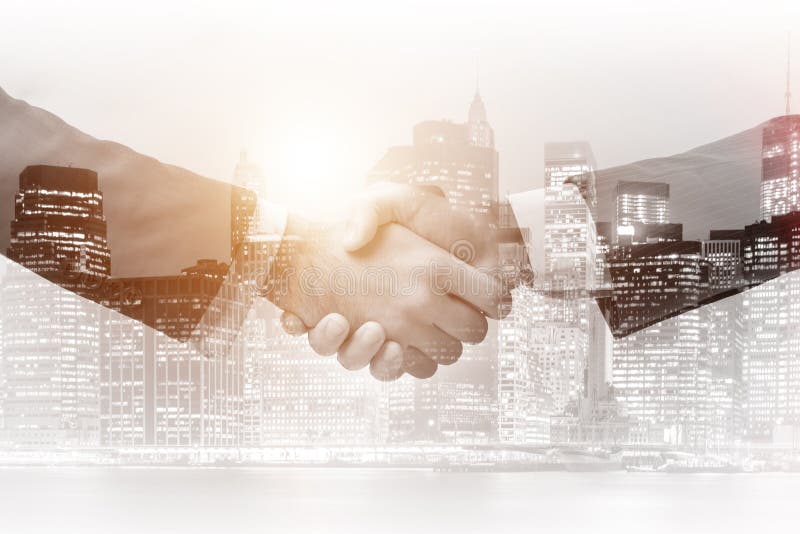The Concept of Cooperation with Handshake Stock Image - Image of ...