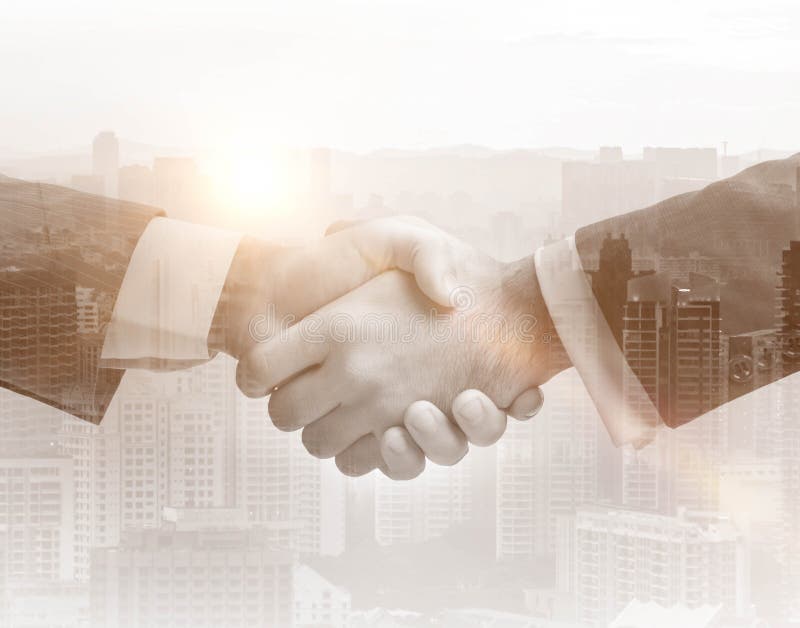 Concept of Cooperation with Handshake Stock Photo - Image of happy ...