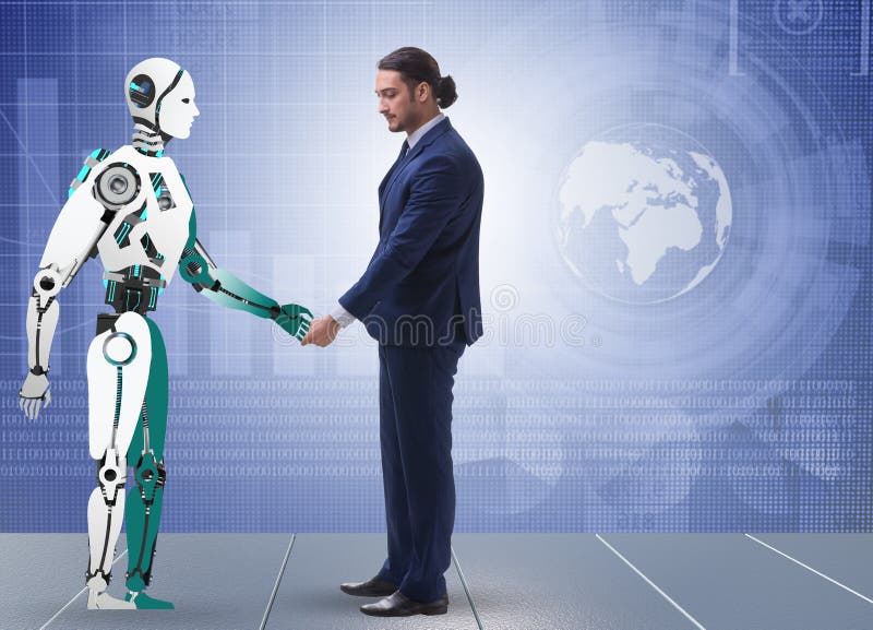Concept of Cooperation between Humans and Robots Stock Photo - Image of ...