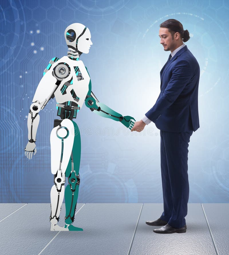 Concept of Cooperation between Humans and Robots Stock Image - Image of ...