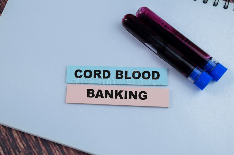 Concept of Cord Blood Banking Write on Sticky Notes Isolated on Wooden ...