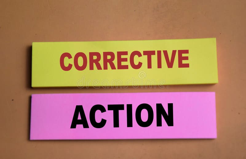 Concept of Corrective Action Write on Sticky Notes Isolated on Wooden ...