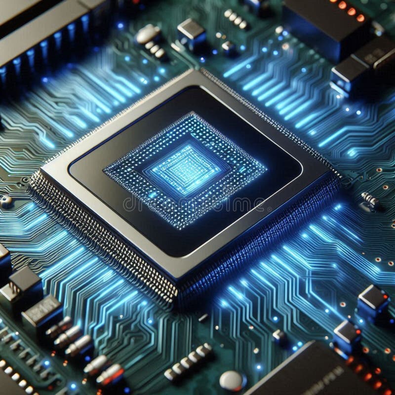 Concept CPU Microchip for AI and Data Network. Stock Illustration ...