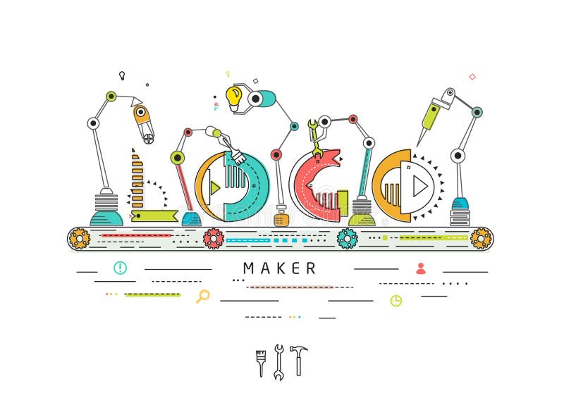 Concept of Creating and Building Logo Stock Vector - Illustration of ...
