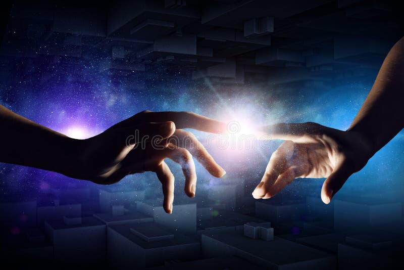 Concept of Creation and Interaction . Mixed Media Stock Photo - Image ...