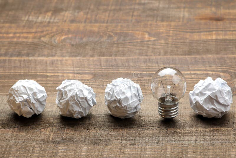 Concept Creative Idea. Concept of Creative Idea. Bulbs of Crumpled ...