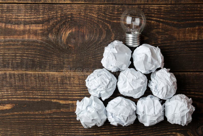 Concept Creative Idea. Concept of Creative Idea. Bulbs of Crumpled ...