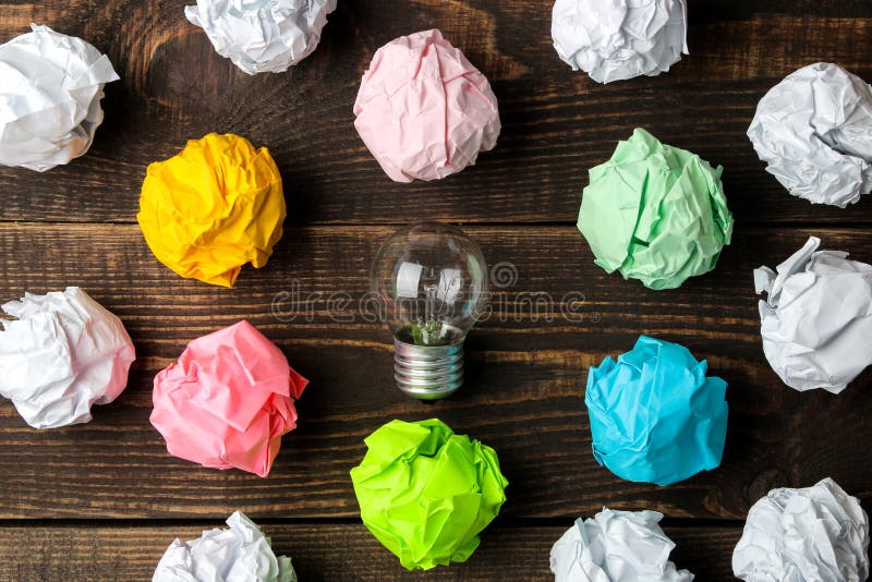 Concept Creative Idea. Concept of Creative Idea. Bulbs of Crumpled ...