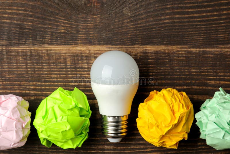 Concept Creative Idea. Concept of Creative Idea. Bulbs of Crumpled ...