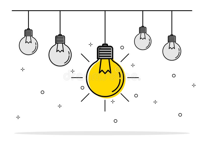 Concept Creative Idea and Innovation. Light Bulb Lighting Different ...