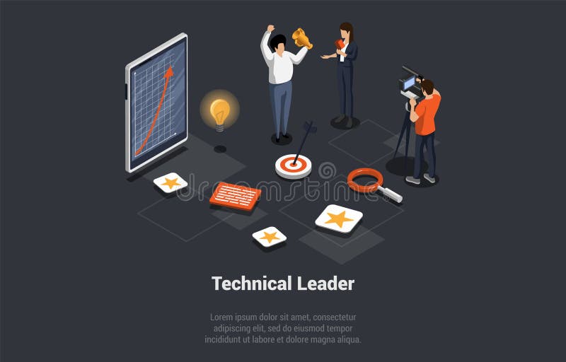 Concept of Creative Teamwork and Technical Leader. Successful Man Team ...