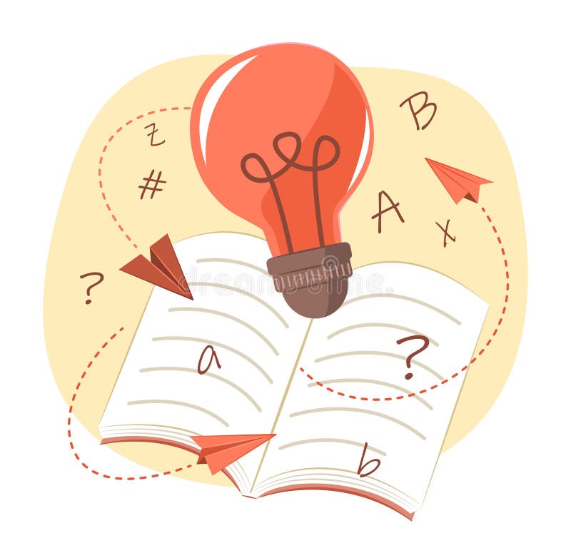 Light Bulb Idea, Book and Paper Plane for Creative Thinking Concept ...