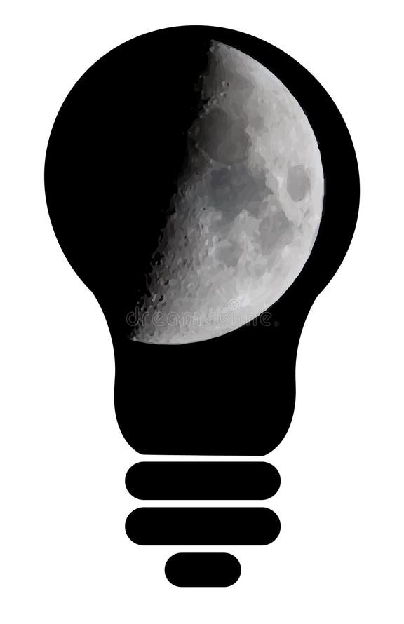 Concept of Creativity Represented by a Light Bulb with a Moon Inside ...