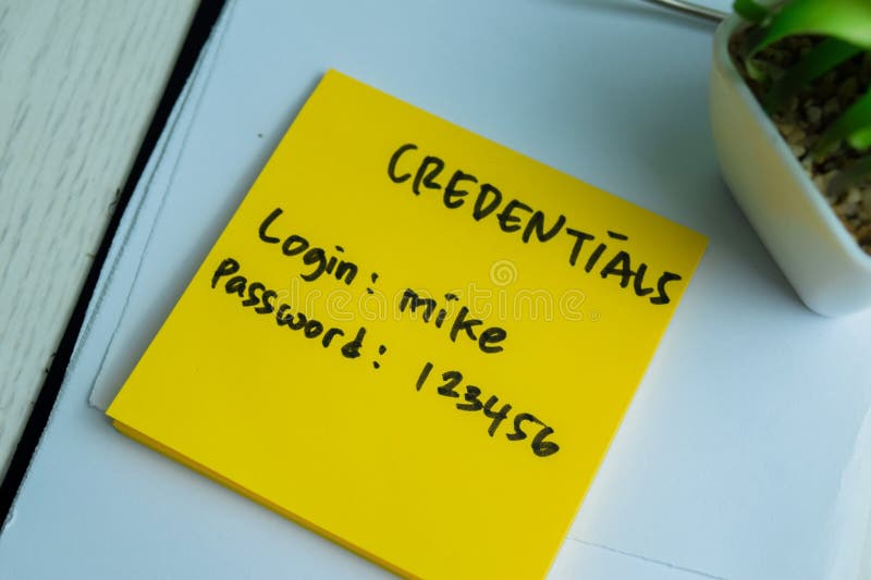 Concept of Credentials, Login and Password Write on Sticky Notes ...
