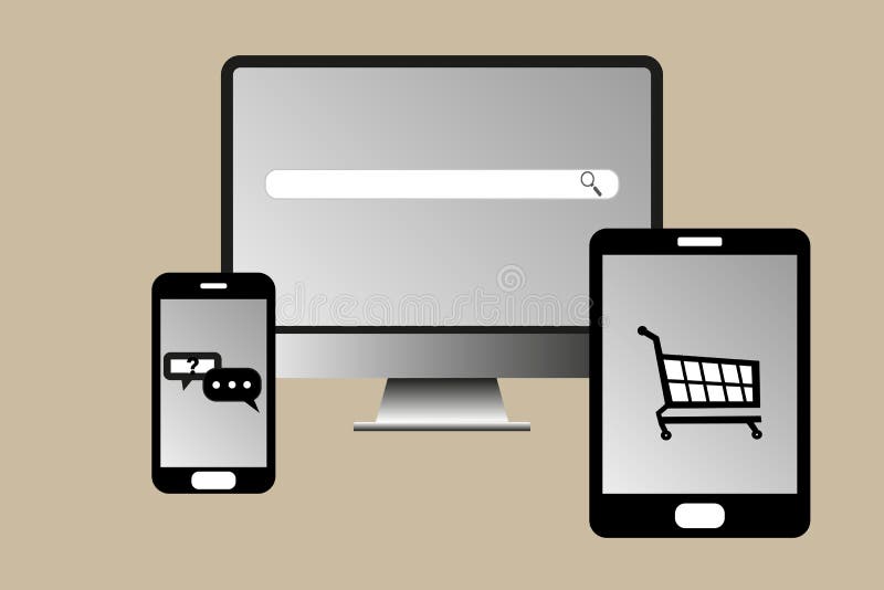 Electronic Devices from Phone To Tablet To Desktop Computer Stock ...