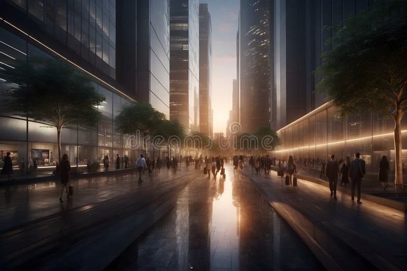 A Concept of a Crowded Office Environment Stock Photo - Image of sunset ...