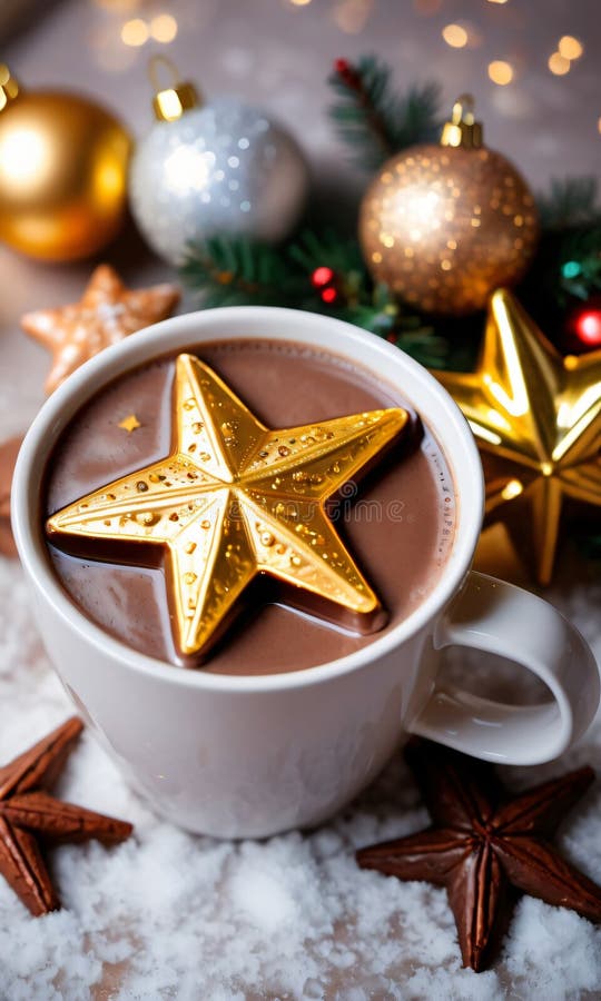 A Cup of Hot Chocolate with a Star Decoration. Generative AI Stock ...