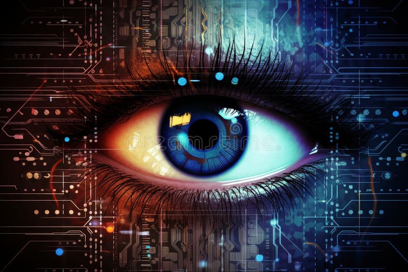 Concept of Cyber Security Awareness Vs Hacker and AI Stock Illustration ...