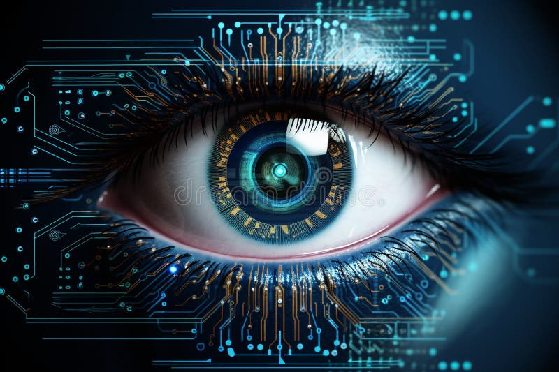 Concept of Cyber Security Awareness Vs Hacker , Virus, Eye Scan ...