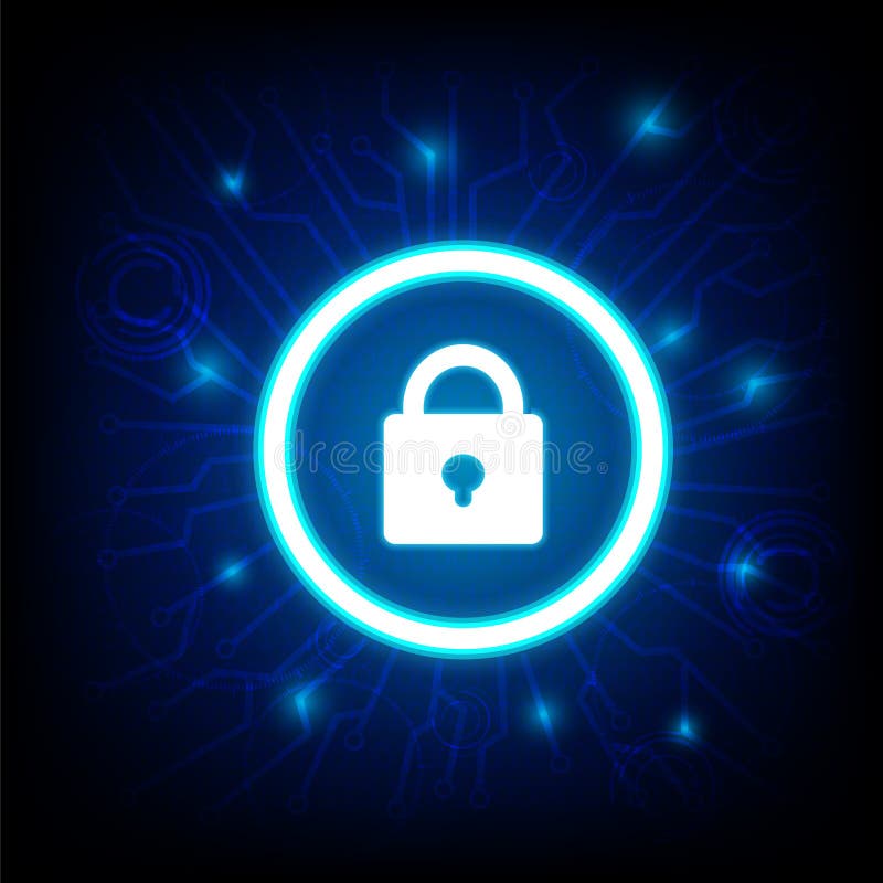 Concept of Cyber Security with Key Icon Vector on Dark Background Stock ...