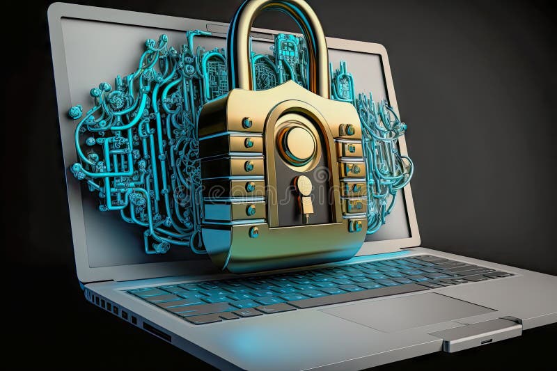 Concept of Cyber Security, Locked Padlock on the Laptop Stock ... Concept of Cyber Security, Locked Padlock on the Laptop Stock ...